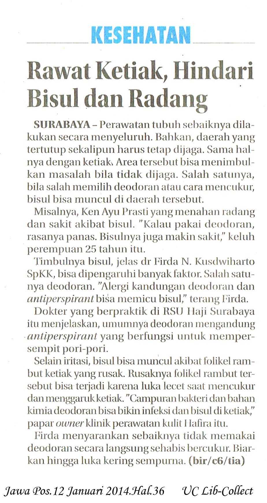 Rawat Ketiak, Hindari Bisul dan Radang - Library