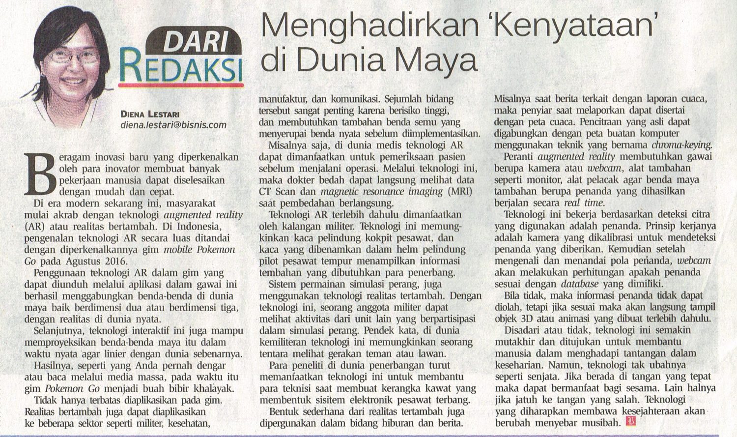 Menghadirkan "Kenyataan" di Dunia Maya - Library
