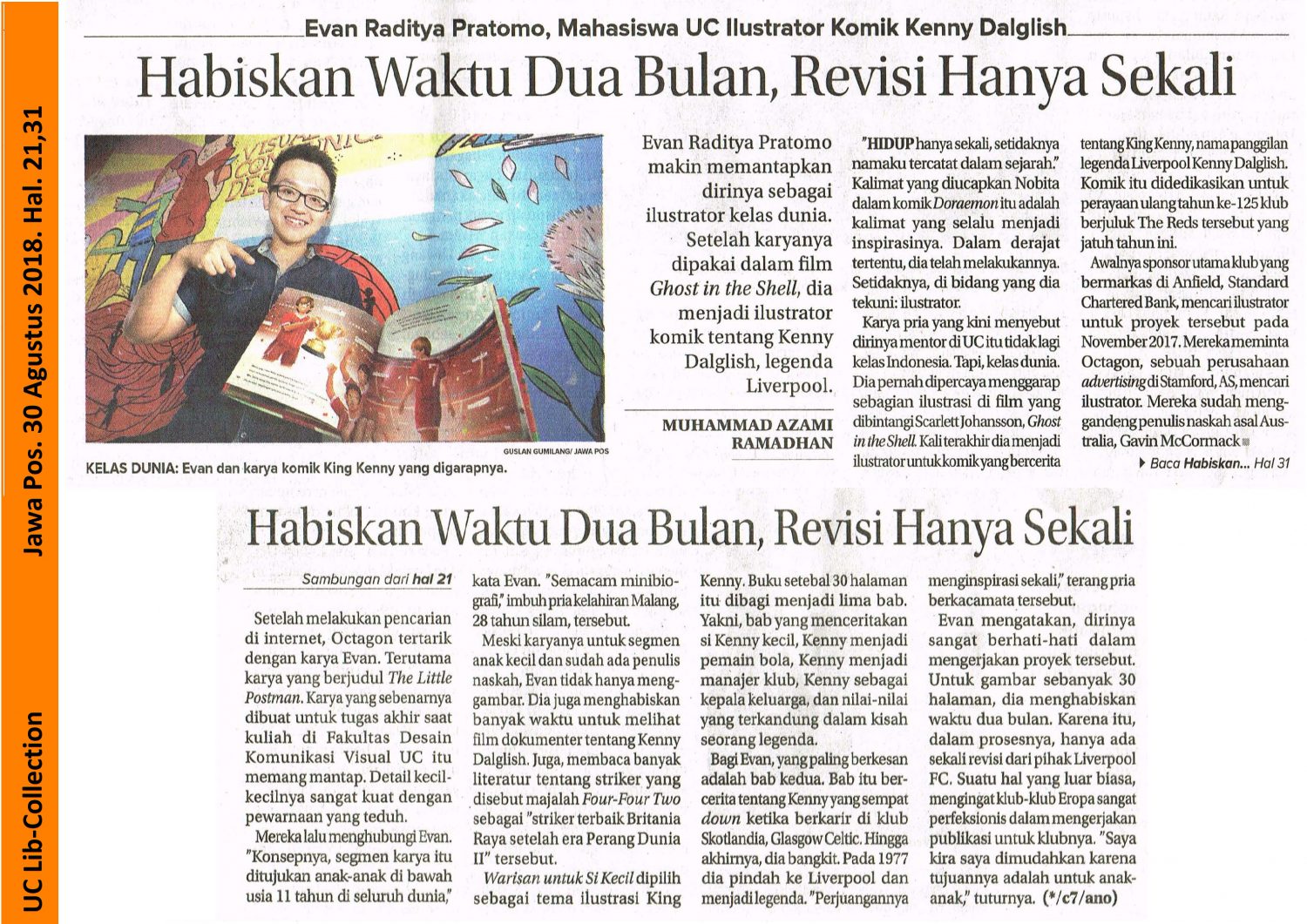 Evan Raditya Pratomo, Mahasiswa UC Ilustrator Komik Kenny Dalglish ...