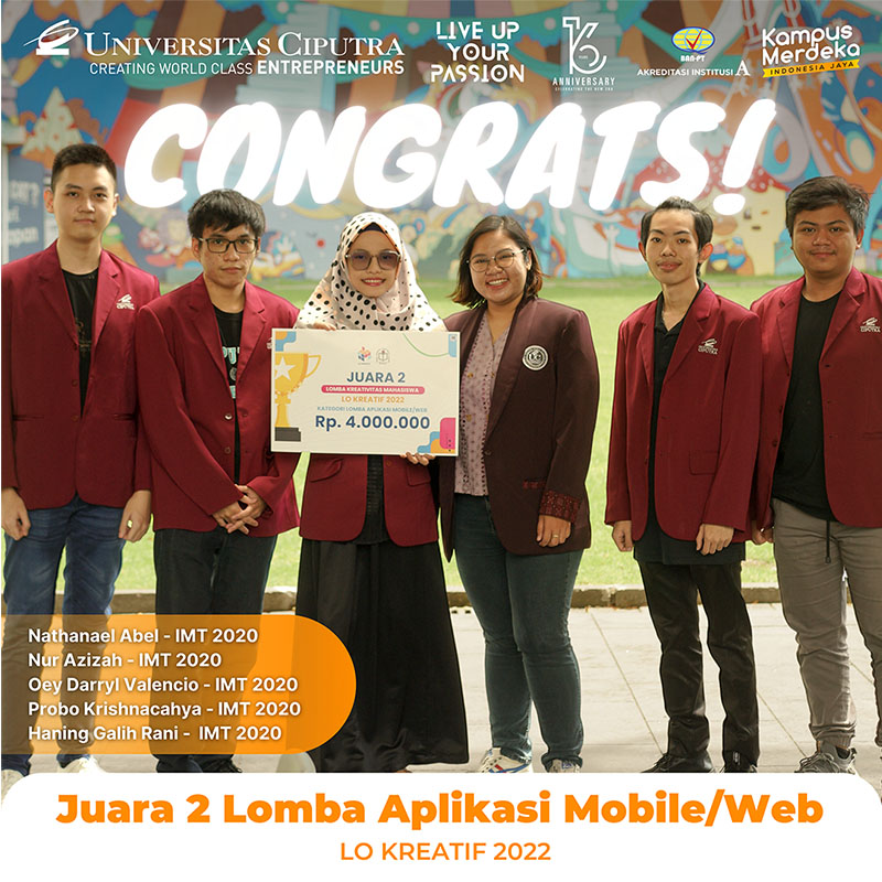 Juara 2 Lomba Aplikasi Mobile/Web LO KREATIF 2022 - Universitas Ciputra