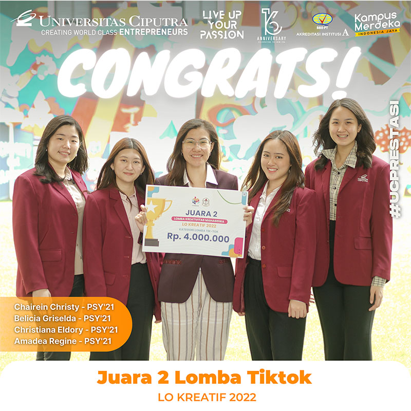 Juara 2 Lomba Tiktok LO KREATIF 2022 - Universitas Ciputra