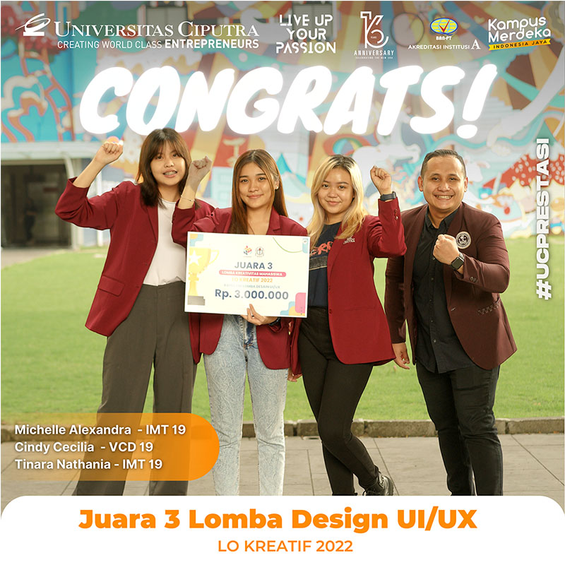 Juara 3 Lomba Design UI/UX LO KREATIF 2022 - Universitas Ciputra
