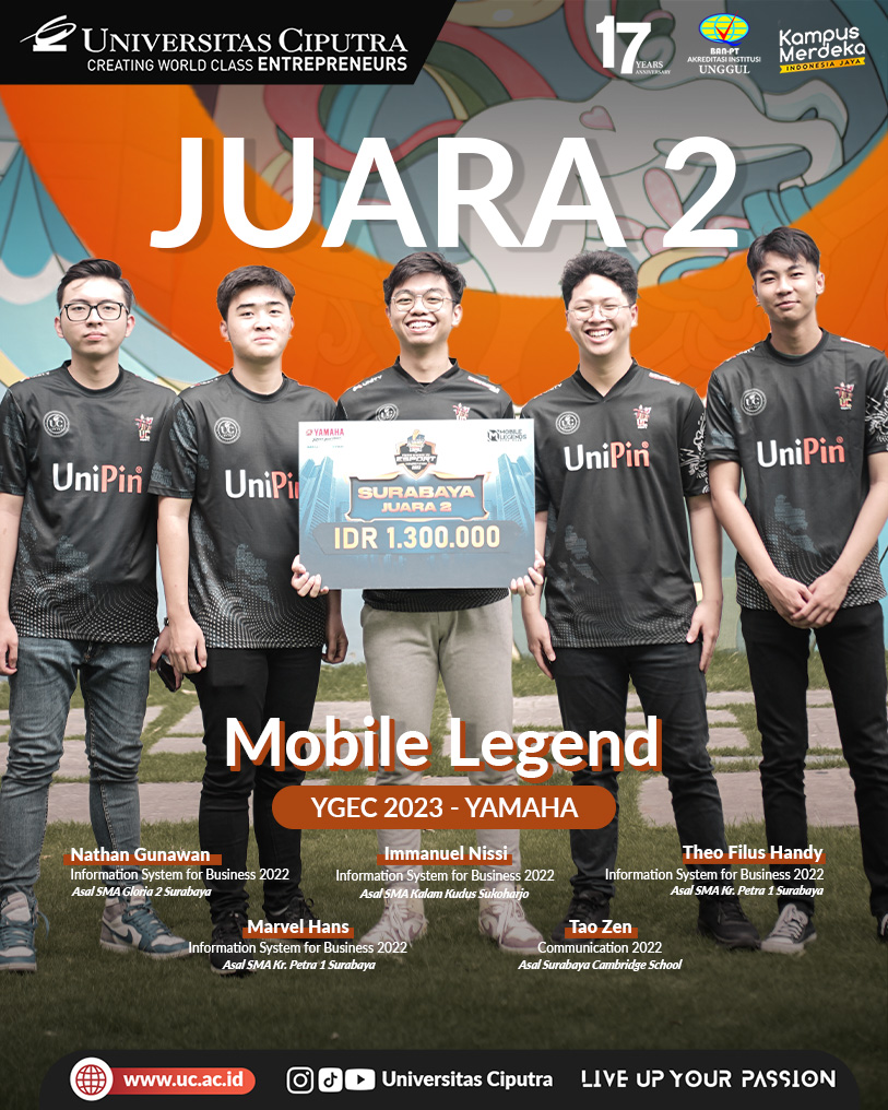 Juara 2 Mobile Legend YGEC 2023 YAMAHA - Universitas Ciputra