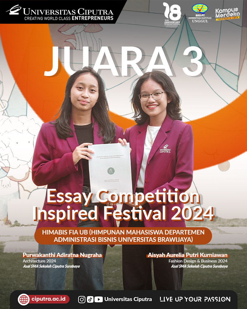 Juara 3 Essay Competition Inspired Festival 2024 Himabis FIA UB ...