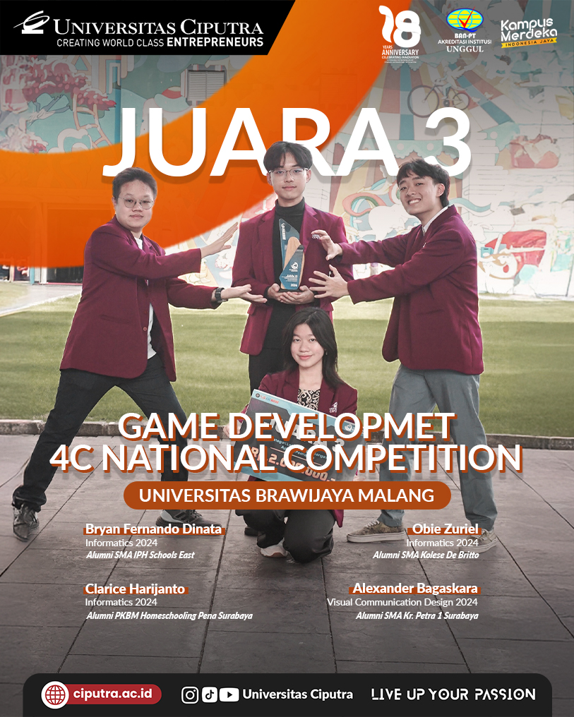 Juara 3 Game Development 4C National Competition - Universitas Ciputra